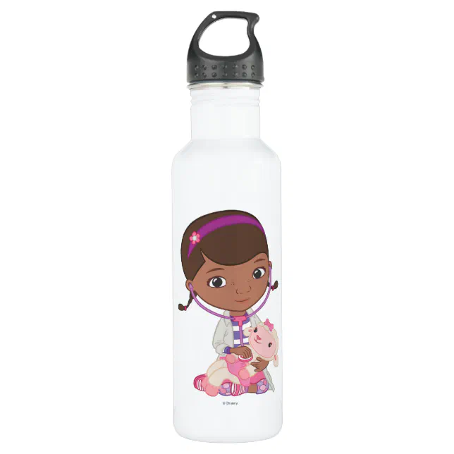 Doc McStuffins Holding Lambie Water Bottle | Zazzle