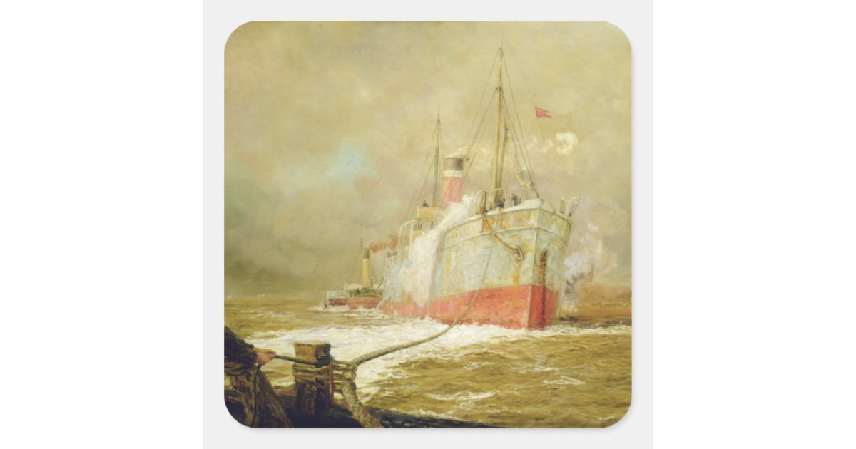 Docking a Cargo Ship Square Sticker | Zazzle