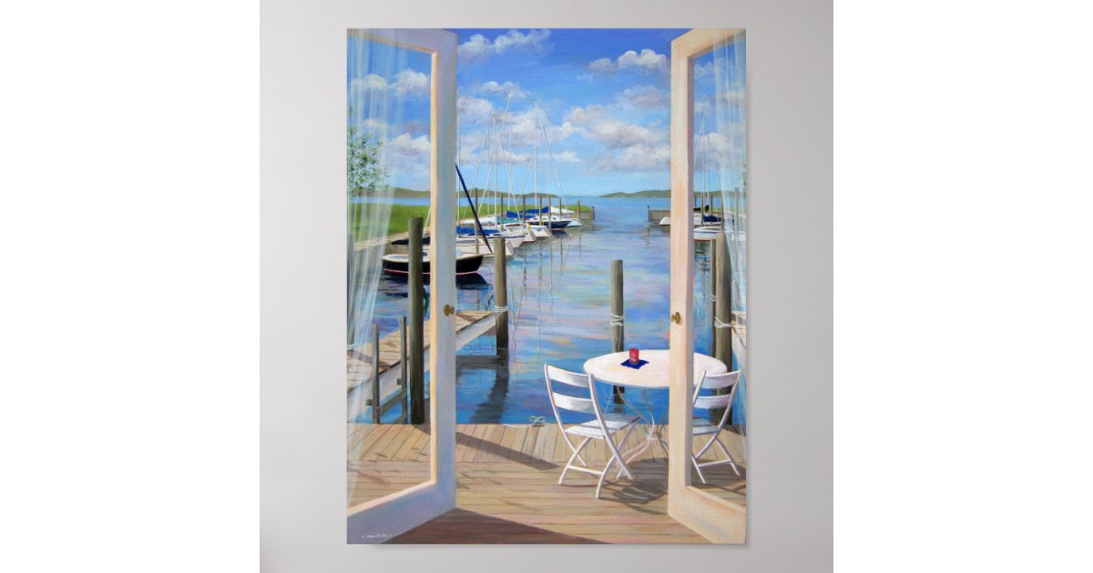 Dockside at the Marina Poster | Zazzle