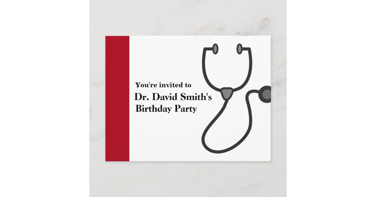 Doctor birthday invitation postcard | Zazzle