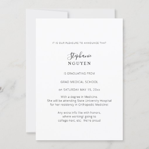 Doctor Elegant Photo Graduate Announcement | Zazzle