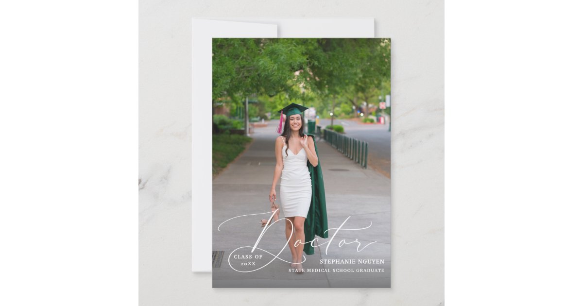 Doctor Elegant Photo Graduate Announcement | Zazzle