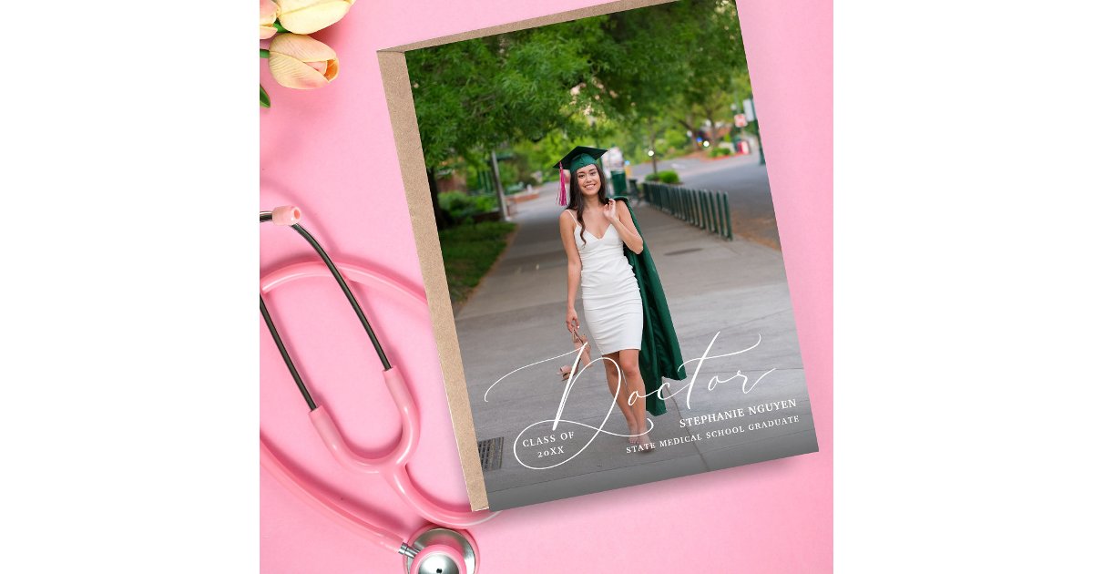 Doctor Elegant Photo Graduate Announcement | Zazzle