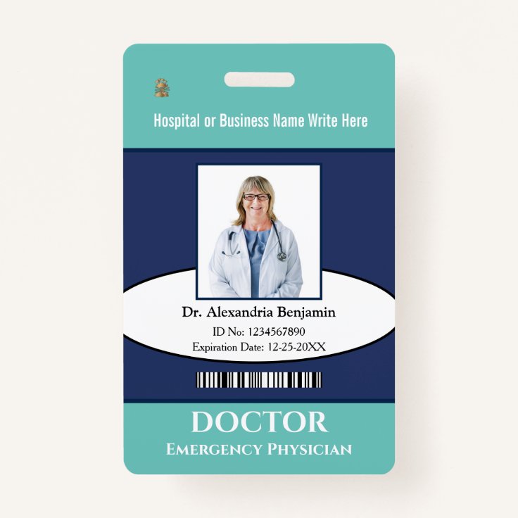 Doctor ID Identification Card Custom Name Photo Badge | Zazzle