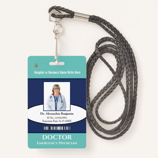 Doctor ID Identification Card Custom Name Photo Badge | Zazzle