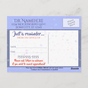 Doctor Medical Appointment Reminder Customizable Postcard | Zazzle