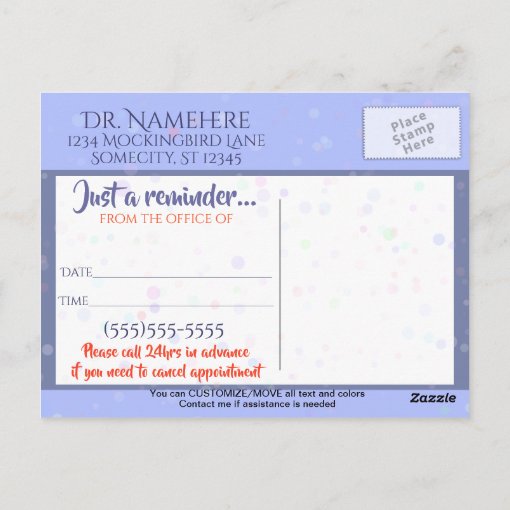 Doctor Medical Appointment Reminder Customizable Postcard | Zazzle