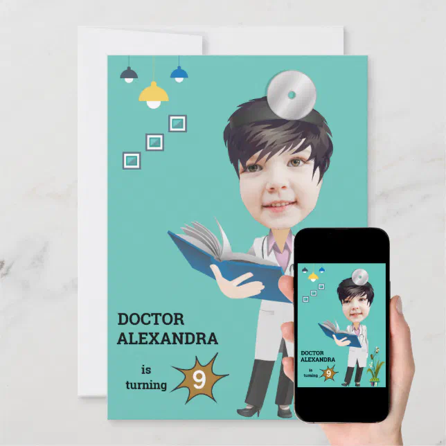 Doctor Medical Female Photo Sensational Birthday Invitation | Zazzle