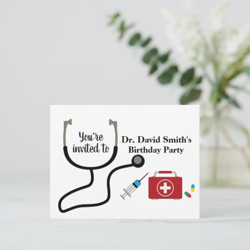 Doctor , Nursing, Medical birthday Invitation Postcard | Zazzle