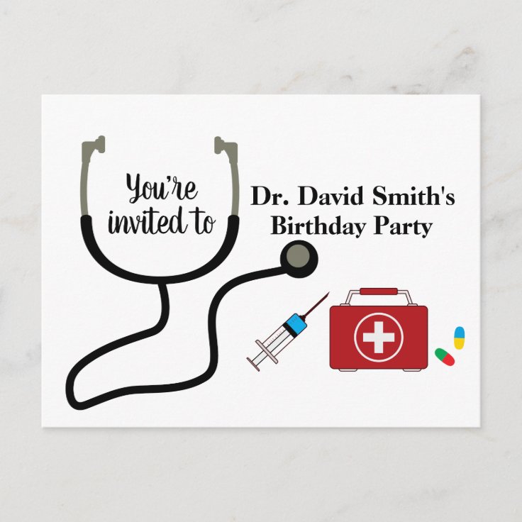 Doctor , Nursing, Medical birthday Invitation Postcard | Zazzle