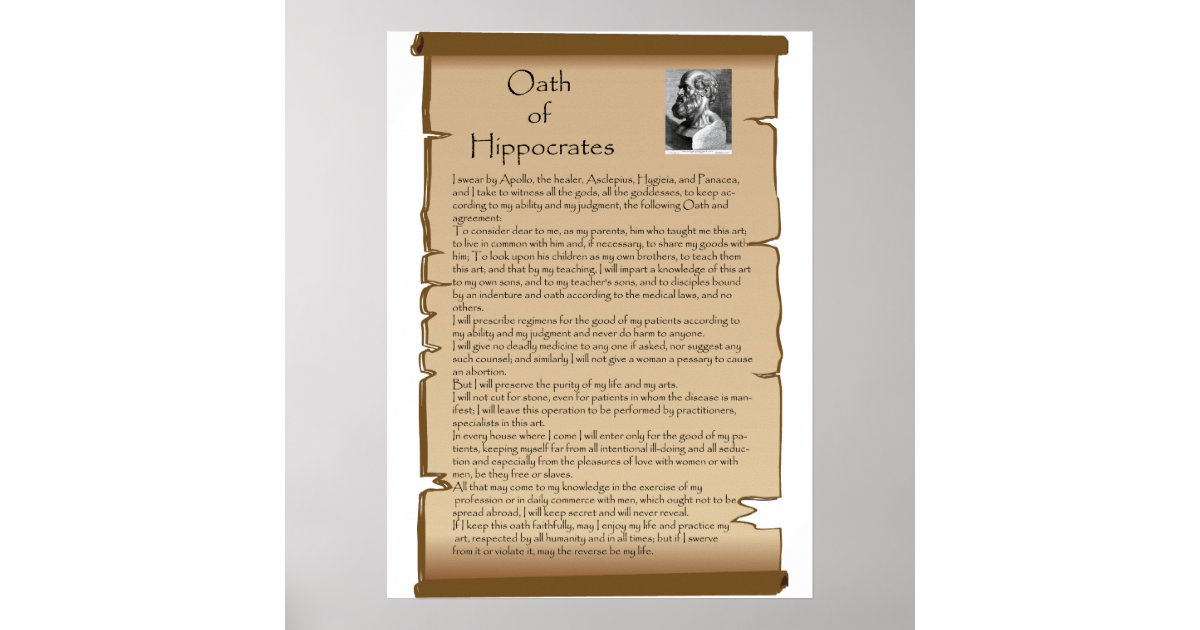 doctor oath of hippocrates poster | Zazzle