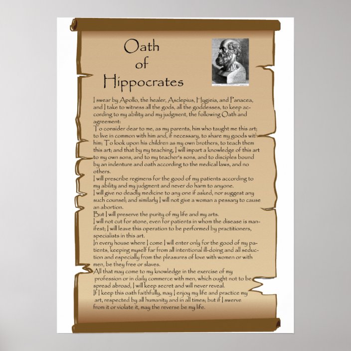 doctor oath of hippocrates poster | Zazzle