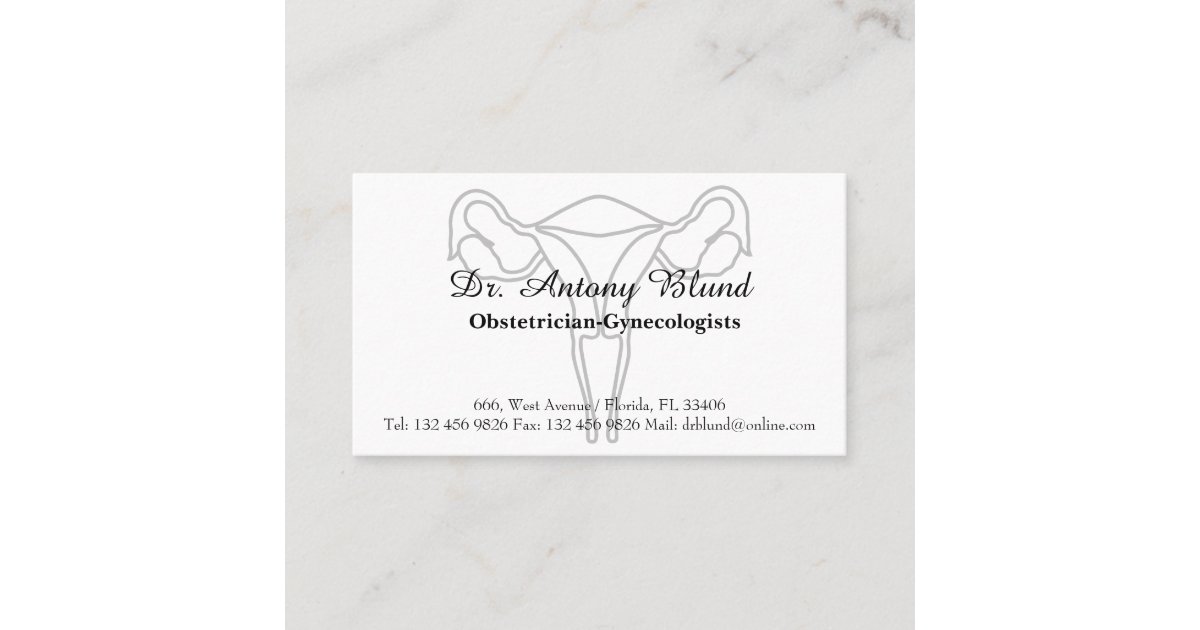Doctor Obstetrician OBGYN Elegant Uterus Cervix Business Card | Zazzle