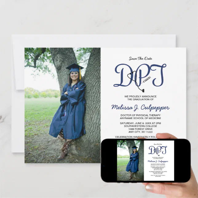 Doctor of Physical Therapy photo graduation Invitation | Zazzle