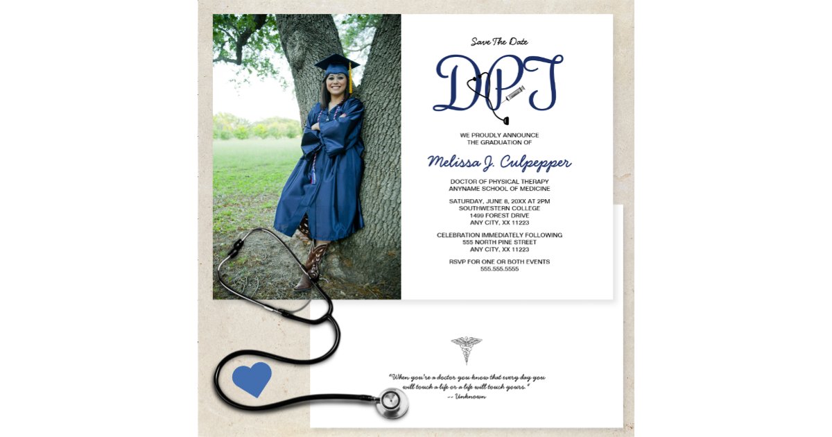 Doctor of Physical Therapy photo graduation Invitation | Zazzle