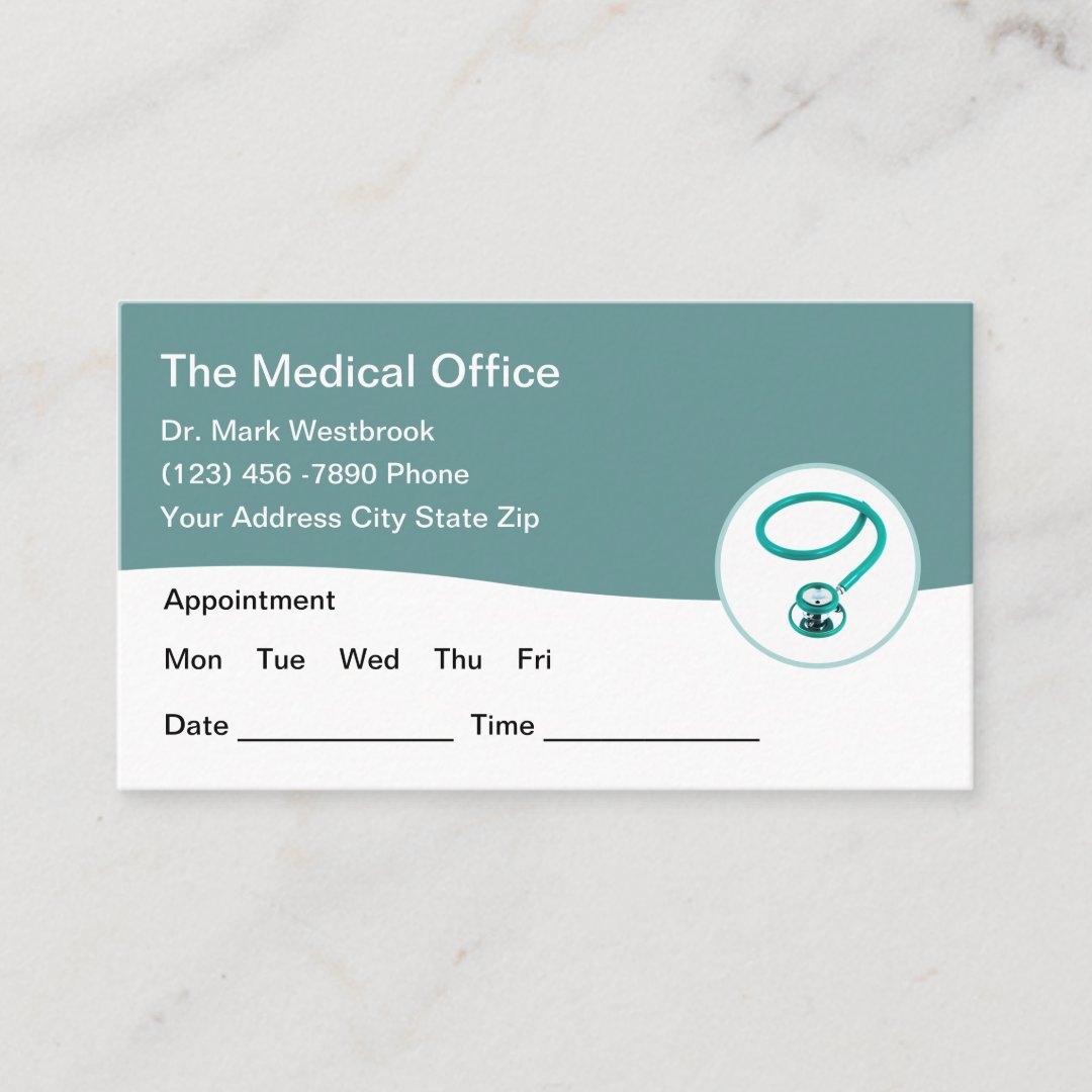 Doctor Office Patient Appointment Business Cards | Zazzle