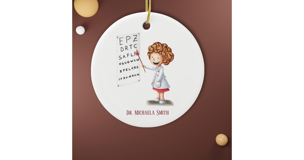 Doctor Optometrist Blonde Girl Christmas Ceramic Ornament | Zazzle