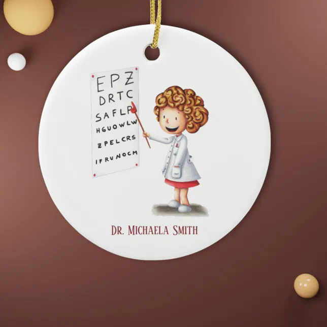 Doctor Optometrist Blonde Girl Christmas Ceramic Ornament | Zazzle