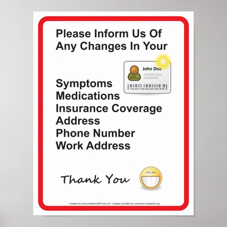Doctor Patient Information Wall Sign | Zazzle