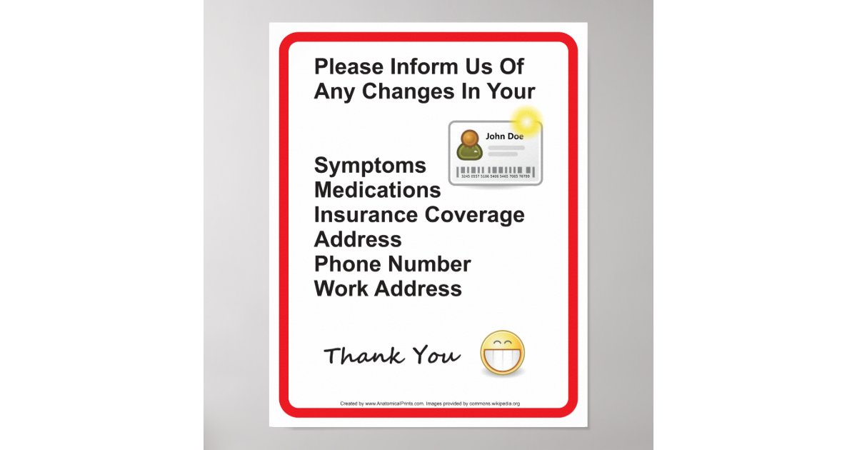 Doctor Patient Information Wall Sign | Zazzle