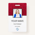 Doctor Photo Logo Typography Barcode Red Name ID Badge | Zazzle