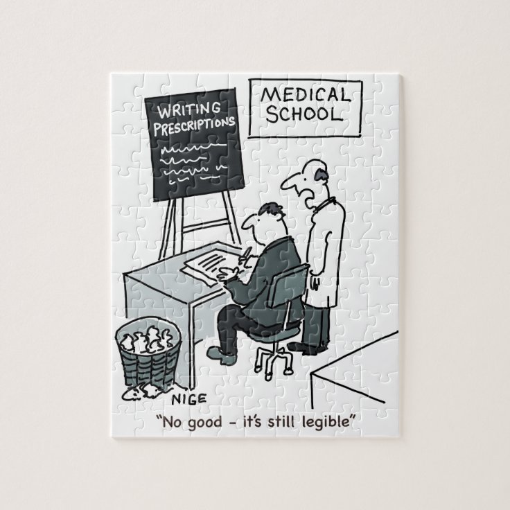 Doctor Practising Prescription Cartoon Jigsaw Puzzle | Zazzle