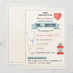 Doctor Prescription Dr. Birthday Party Medical Invitation | Zazzle