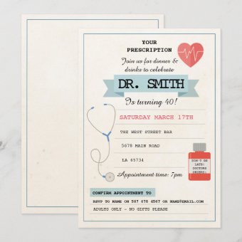 Doctor Prescription Dr. Birthday Party Medical Invitation | Zazzle