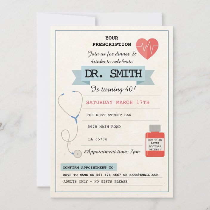 Doctor Prescription Dr. Birthday Party Medical Invitation | Zazzle.com