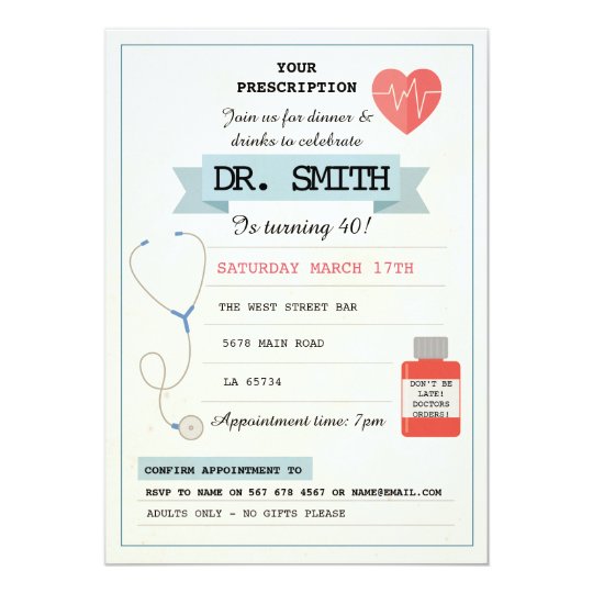Doctor Prescription Dr. Birthday Party Medical Invitation | Zazzle.com