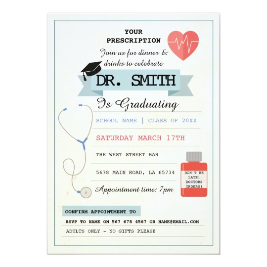 Doctor Prescription Dr. Graduation Party Medical Invitation | Zazzle.com