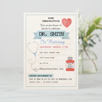 Doctor Prescription Dr. Retiring Party Medical Invitation | Zazzle
