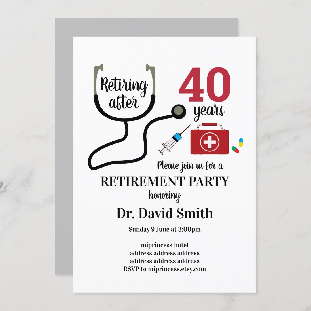Doctor retirement invitation | Zazzle