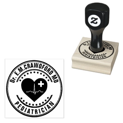 Doctor Rubber Stamp Heart ECG With Your Name | Zazzle