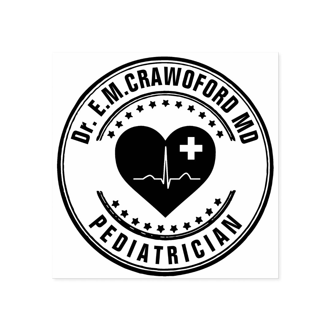 Doctor Rubber Stamp Heart ECG With Your Name | Zazzle