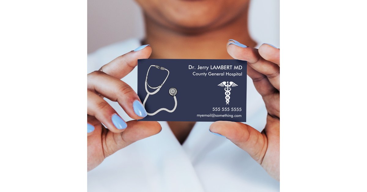 Doctor Stethoscope Blue Business Card | Zazzle