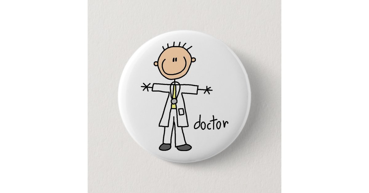 Doctor Stick Figure Button | Zazzle
