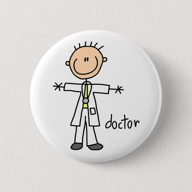 Doctor Stick Figure Button | Zazzle