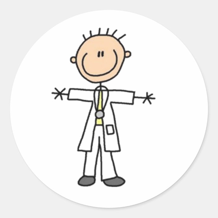 Doctor Stick Figure Classic Round Sticker | Zazzle.com