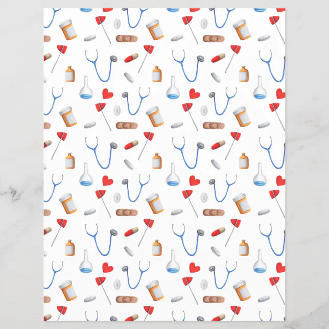 Doctor themed scrapbook patterned paper | Zazzle