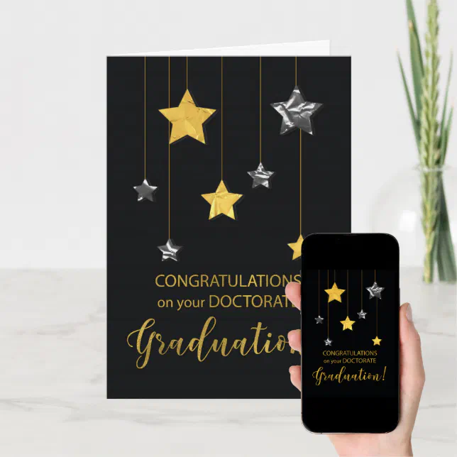 Doctorate Graduation Congratulations Gold & Silver Card | Zazzle