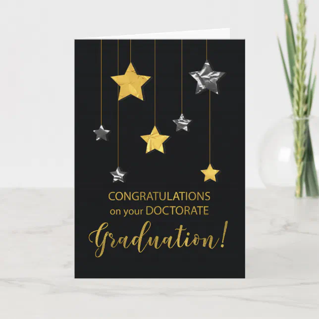 Doctorate Graduation Congratulations Gold & Silver Card | Zazzle