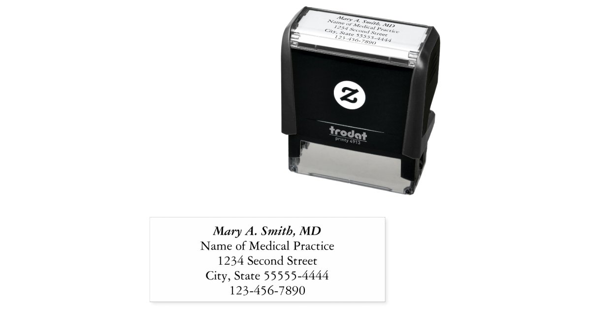 Doctor's and Practice Name Phone Return Address Self-inking Stamp | Zazzle
