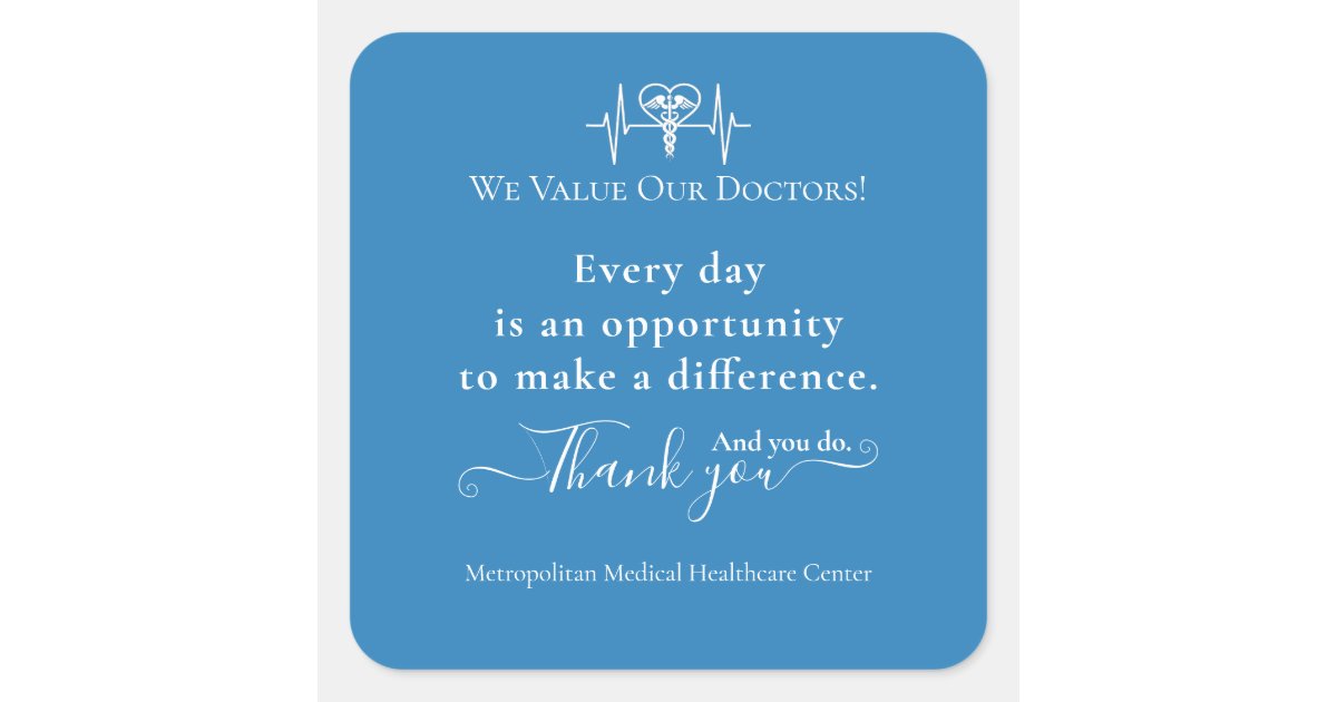 Doctors Appreciation Week Healthcare Symbol Bulk Square Sticker | Zazzle