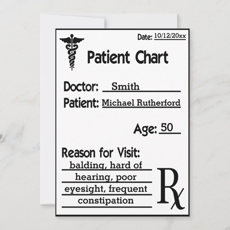 Doctors Chart For Patient Funny Invitation | Zazzle