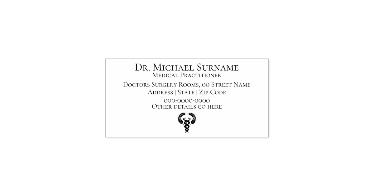 Doctors Healthcare Professionals DIY caduceus Self-inking Stamp | Zazzle