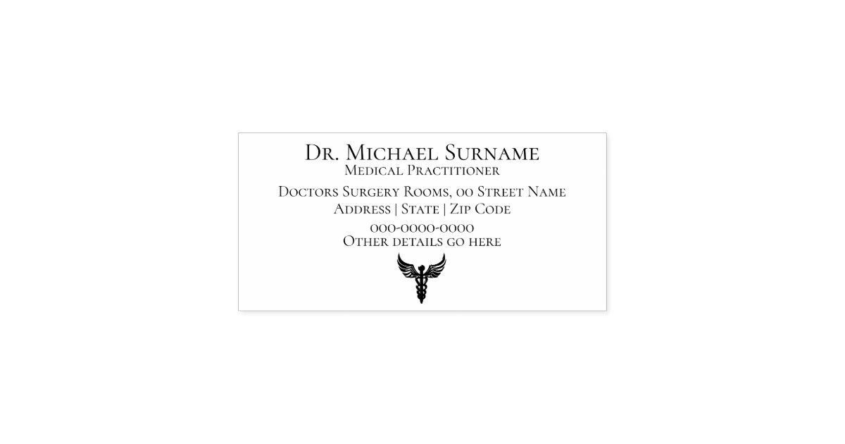 Doctors Medical Professionals DIY caduceus ink Self-inking Stamp | Zazzle