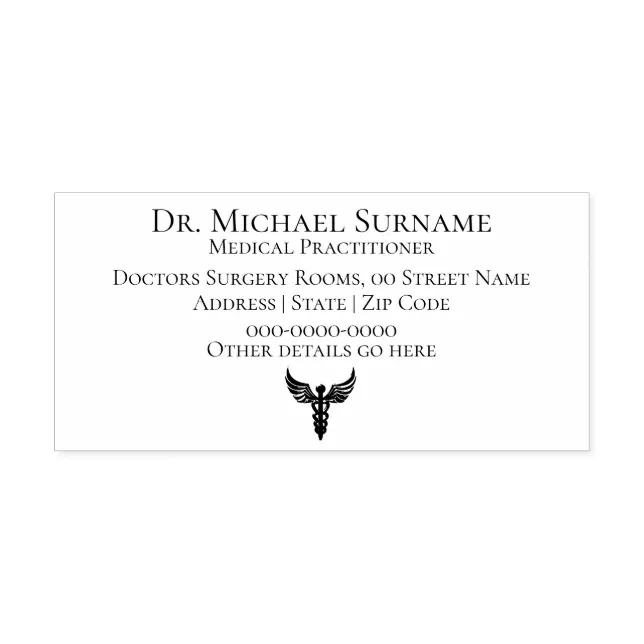 Doctors Medical Professionals DIY caduceus ink Self-inking Stamp | Zazzle