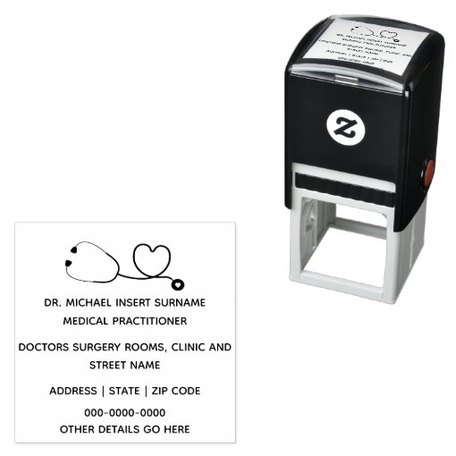 Doctors Medical Professionals DIY stethoscope Self-inking Stamp | Zazzle