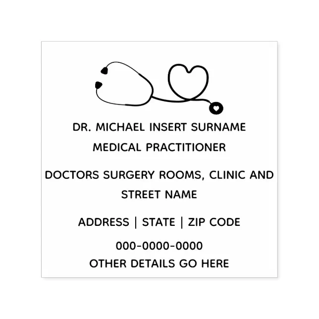 Doctors Medical Professionals DIY stethoscope Self-inking Stamp | Zazzle